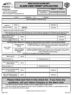 Fillable Online Mesa security alarm permit - Bulwark Alarm Fax Email ...