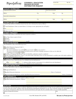 Fillable Online Coverdell education savings account distribution ...