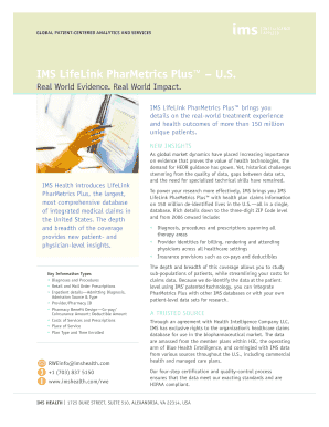 Fillable Online IMS LifeLink PharMetrics Plus U.S. - IMS Health Fax ...