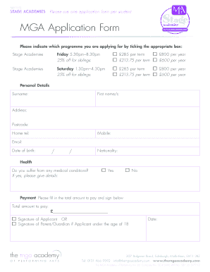 Fillable Online STAGE ACADEMIES Fax Email Print - pdfFiller