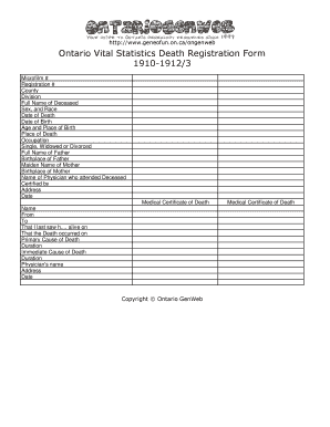 Ontario Death Certificate Form | pdfFiller
