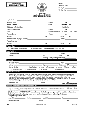 Fillable Online apexnc PERMANENT SIGN - Town of Apex Fax Email Print - pdfFiller