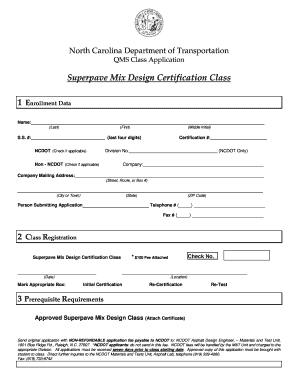 Fillable Online Superpave Mix Design Class Registration - Connect NCDOT ...