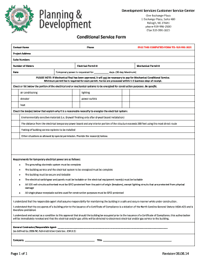 Fillable Online raleighnc Conditional Service Form Fax Email Print ...