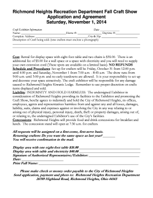 Fillable Online richmondheightsohio Craft Show Application - City of ...