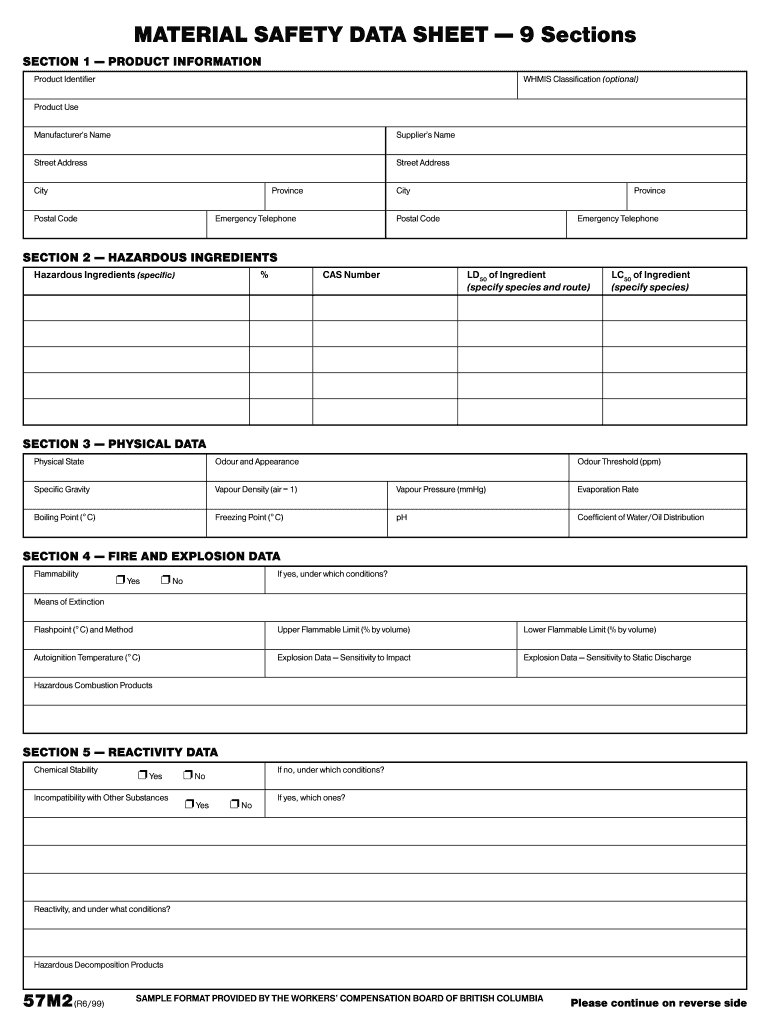 Free Printable Msds Sheets ProjectOpenLetter