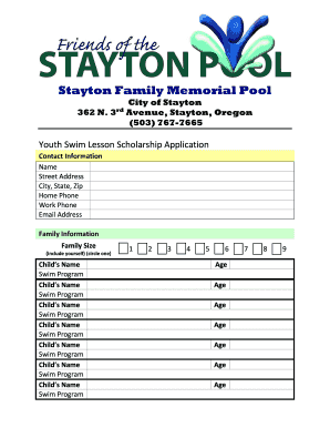 Fillable Online Stayton Family Memorial Pool Fax Email Print - pdfFiller