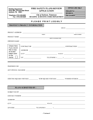 Fillable Online Fire safety plans review application - City of Jackson ...