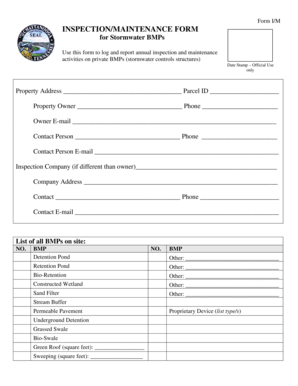 Fillable Online INSPECTION/MAINTENANCE FORM Fax Email Print - pdfFiller