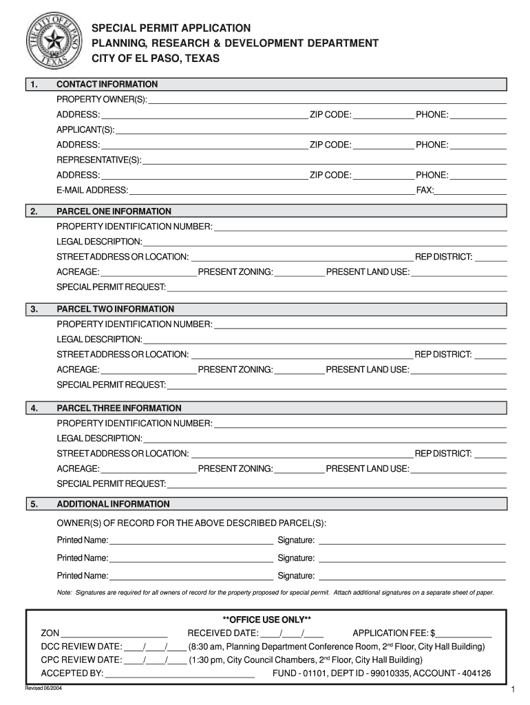 Fillable Online Special Permit Application Fax Email Print - pdfFiller