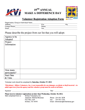 Fillable Online killeentexas MADD volunteer registration form.pdf Fax ...