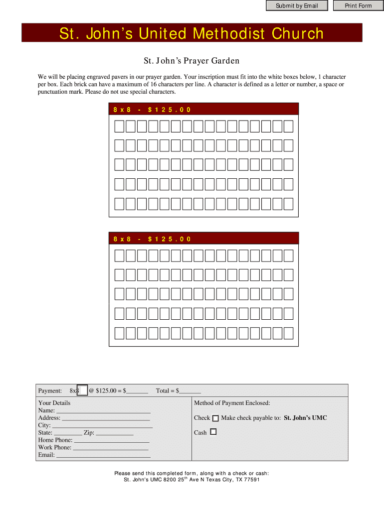 Fillable Online Engraved Pavers Order Form Fax Email Print - pdfFiller