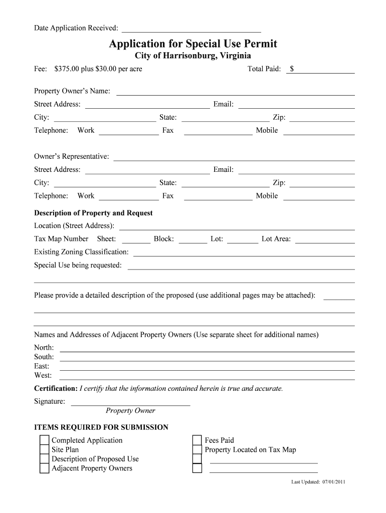 Fillable Online Application for Special Use Permit Fax Email Print ...