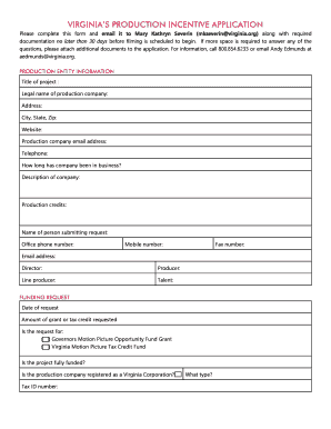 Fillable Online film virginia Virginia's production incentive ...