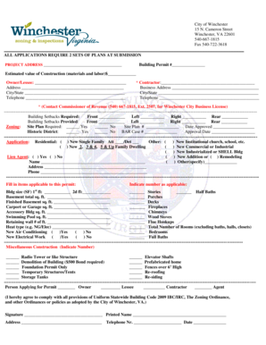 Fillable Online winchesterva BAPPLICATIONb FOR BUILDING PERMIT - City ...