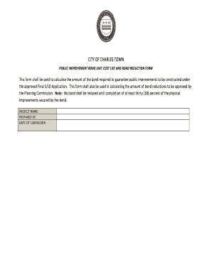 Fillable Online Bond Unit Cost List and Bond Reduction Form - The City ...