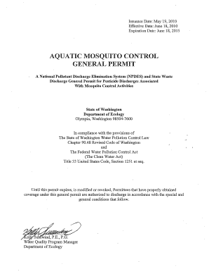 Fillable Online ecy wa Final mosquito permit - Washington State Department of Ecology - ecy wa ...