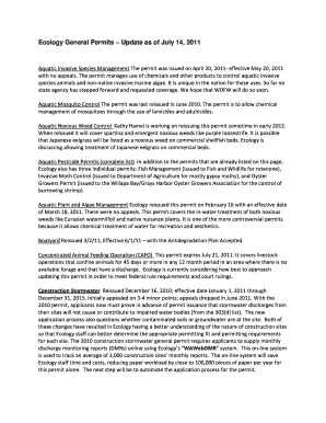 Fillable Online Ecology General Permits Update as of July 14, 2011 Fax ...