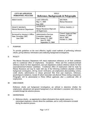 Fillable Online appleton Reference, Backgrounds & Polygraphs - City of ...