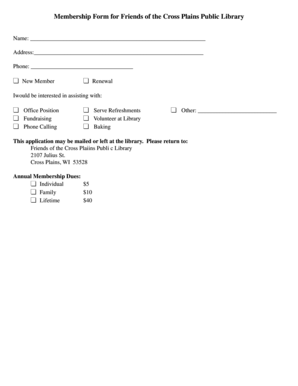 Fillable Online scls lib wi friends form. friends form Fax Email Print ...