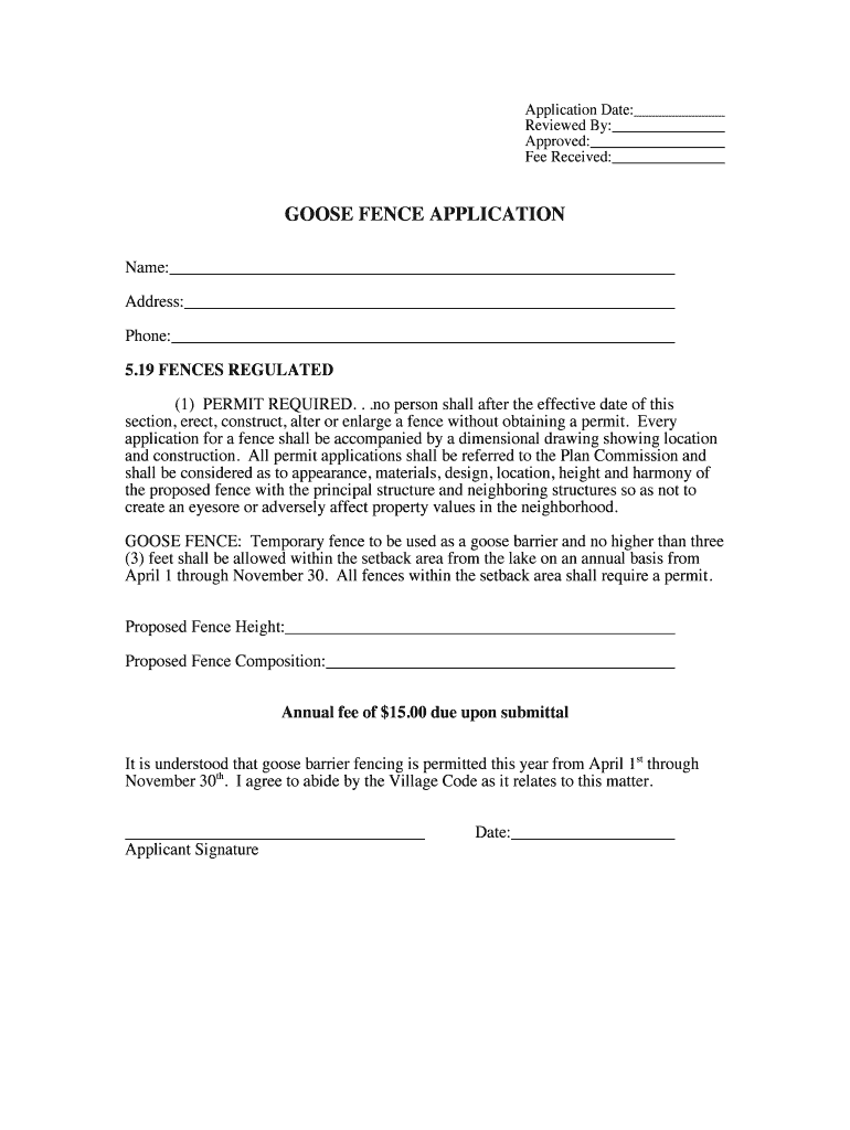 Fillable Online Goose Fence Application Fax Email Print - pdfFiller