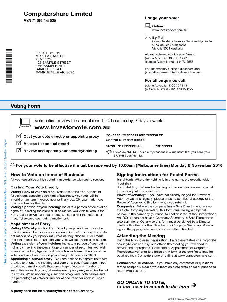 Fillable Online Voting Form Fax Email Print - pdfFiller
