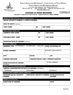 Fillable Online Employees' retirement system change of information form ...