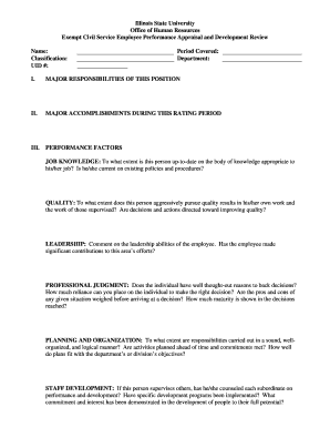 Fillable Online Exempt Civil Service Employee Performance Appraisal and ...