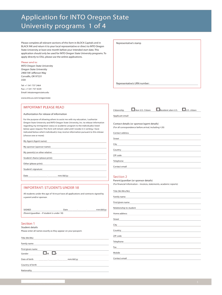 Fillable Online Application for INTO Oregon State University programs ...