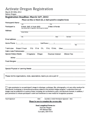 Fillable Online oregon 4h oregonstate Activate Oregon Registration ...