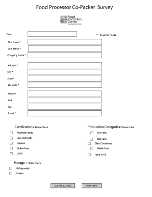 Fillable Online Food Processor Co-Packer Survey Form Fax Email Print ...