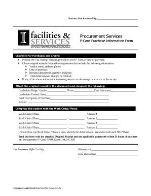 Fillable Online PCard Purchase Form Fax Email Print - pdfFiller