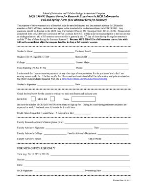Fillable Online mcb illinois MCB 290/492 Request Form for Research ...
