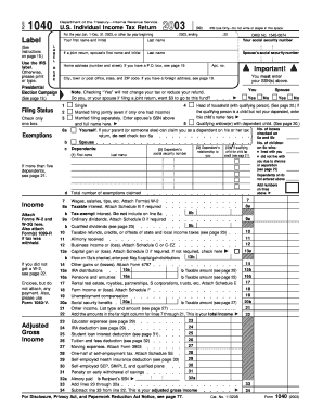 Fillable Online 2003 Form 1040 - Uncle Fed Fax Email Print - pdfFiller