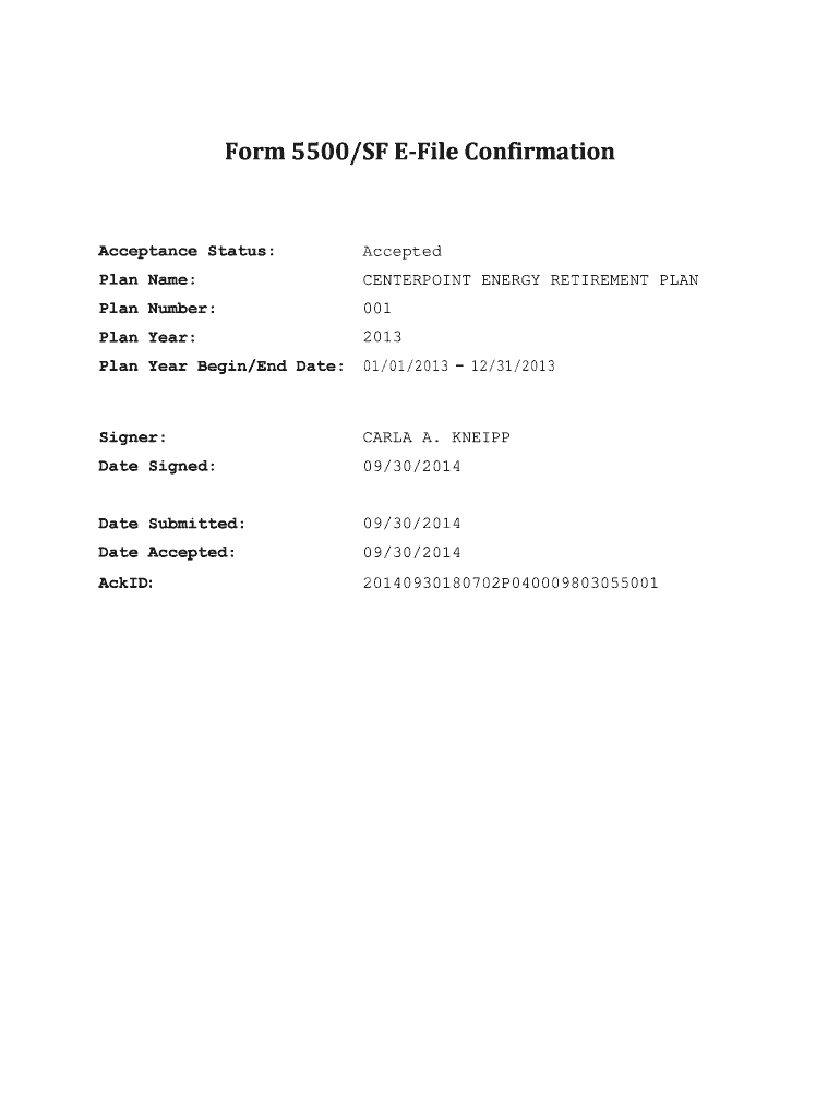 Fillable Online Form 5500/SF E-File Confirmation Fax Email Print ...
