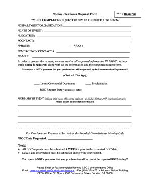 Fillable Online Communications Request Form Fax Email Print - pdfFiller