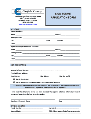 Fillable Online SIGN PERMIT APPLICATION FORM - Garfield County ...