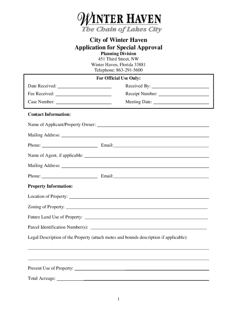 Fillable Online Application for Special Approval Fax Email Print ...