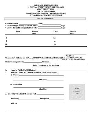 Fillable Online Visa Form for Pakistani Nationals - A Briggs Fax Email ...