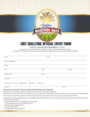Fillable Online Chef Challenge Entry Form - Worldnow Fax Email Print ...