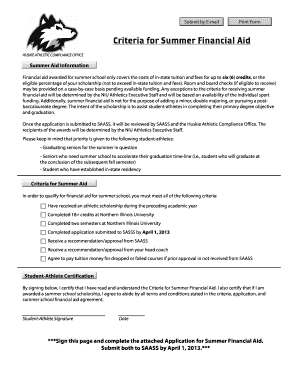 Fillable Online Submit by Email Print Form Criteria for Summer ...