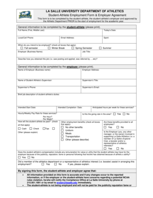 Fillable Online 2009-2010 Student-Athlete Employment Form Fax Email Print - pdfFiller