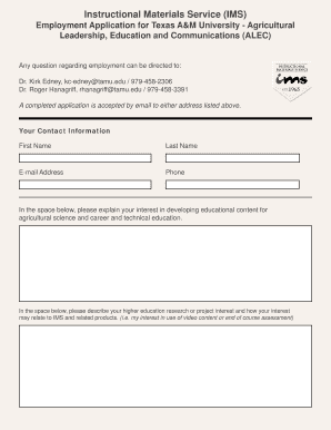 Fillable Online IMS Employment Form - Instructional Material Services ...