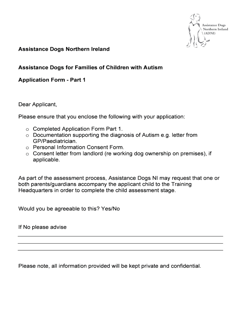 Fillable Online adni org Download our Autism Assistance Dog application ...