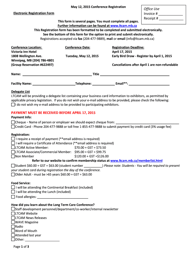 Fillable Online ltcam mb Electronic Registration Form Fax Email Print ...