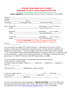 Fillable Online CENTRAL TEXAS WING GOLF CLASSIC Fax Email Print - pdfFiller