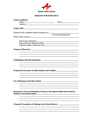 Fillable Online Request for Research Form Haslett Public Schools-1 Fax ...