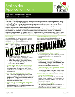 Fillable Online Stallholder Application Form - Bookeasy Fax Email Print ...