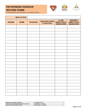 Fillable Online PATHFINDER HONOUR Fax Email Print - pdfFiller