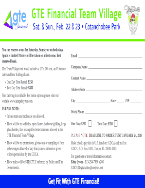 Fillable Online GTE Financial Team Village Registration Form Fax Email ...